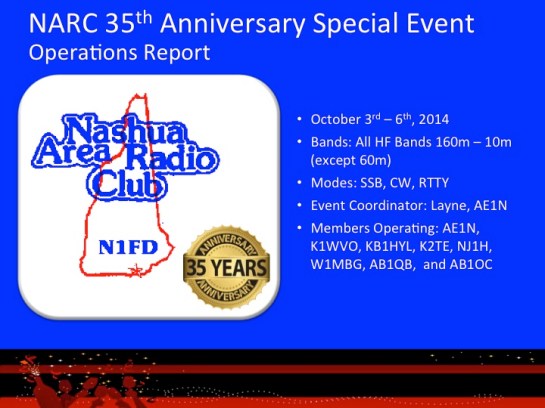 N1FD Special Event - Nashua Area Radio Club 35th Anniversary ...